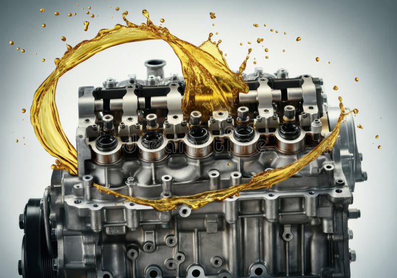 Engine Component with Oil Splash, Symbolizing Performance and ...