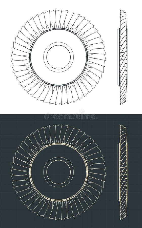 Engine Compressor Blisk Blueprints Stock Vector - Illustration of ...