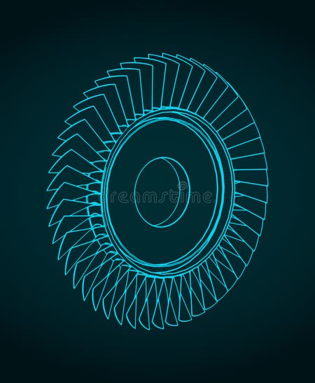 Engine Compressor Blisk Isometric Blueprint Stock Vector - Illustration ...