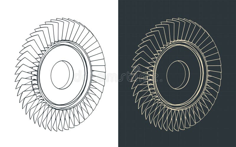 Turbojet engine blueprints stock vector. Illustration of technology ...