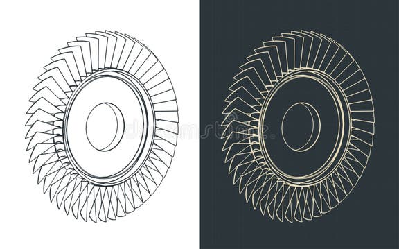 Engine Compressor Blisk Isometric Blueprints Stock Vector ...