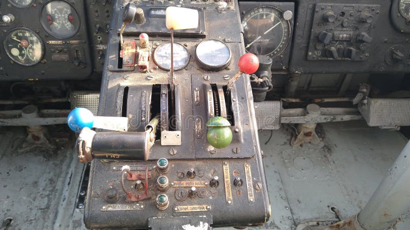 Engine Control Panel of an Old Airplane Stock Image - Image of industry ...