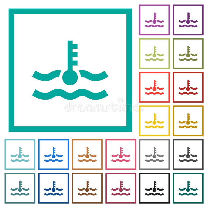 Engine Coolant Temperature Indicator Flat Color Icons with Quadrant ...
