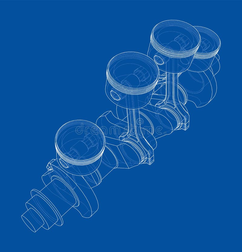 Engine Crankshaft with Pistons Outline. Vector Stock Vector ...