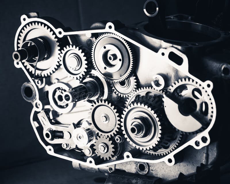 Engine Cross Section with Gear Wheels Stock Image - Image of concept ...