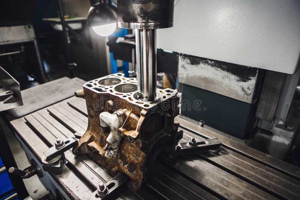 Engine Cylinder Boring on Cnc Machine. Boring Under the Piston after ...