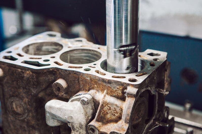 Engine Cylinder Boring on Cnc Machine. Boring Under the Piston after ...