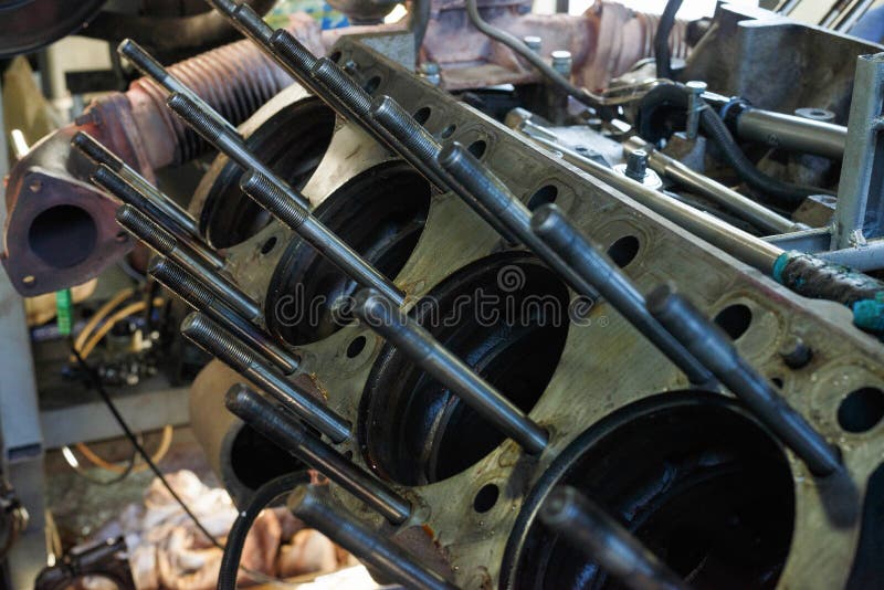 Engine Cylinders Diesel Generator Set without Sleeves Stock Image ...