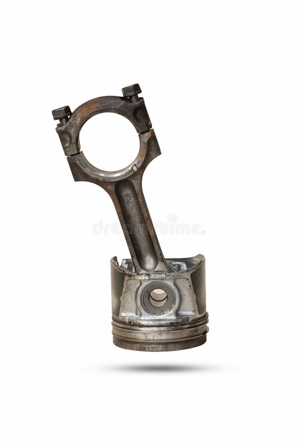 Engine Damaged Parts Old Car Piston Isolated on White Background Stock ...