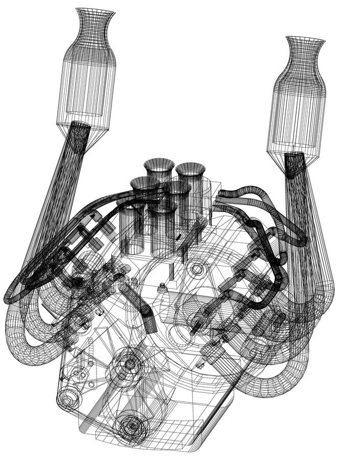 Engine Design Architect Blueprint - Isolated Stock Illustration ...
