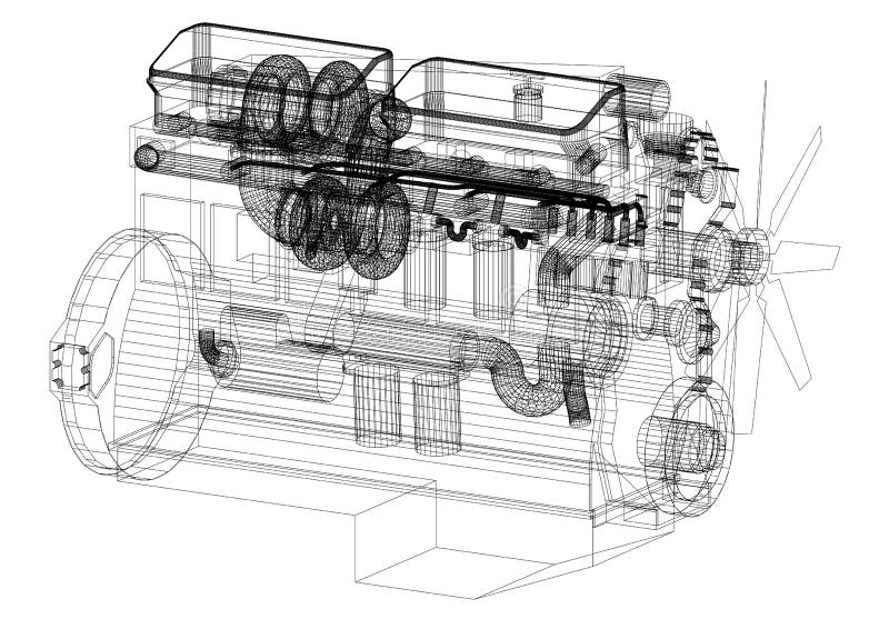 Engine Design Architect Blueprint - Isolated Stock Illustration ...