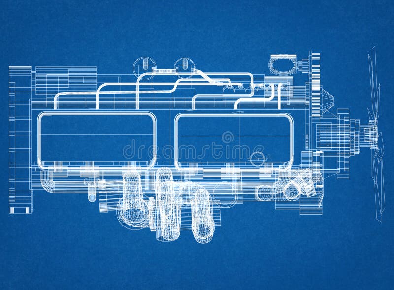 Engine Design Architect Blueprint Stock Illustration - Illustration of ...
