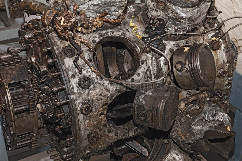 Engine Destroyed of an Old Military Aircraft Stock Image - Image of ...