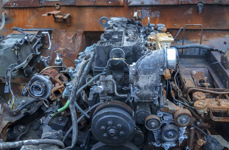 Engine Destroyed of an Old Military Aircraft Stock Image - Image of ...