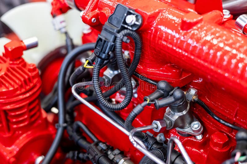 Engine Details Background Close Up. Diesel Engine. Fragment of a Diesel ...