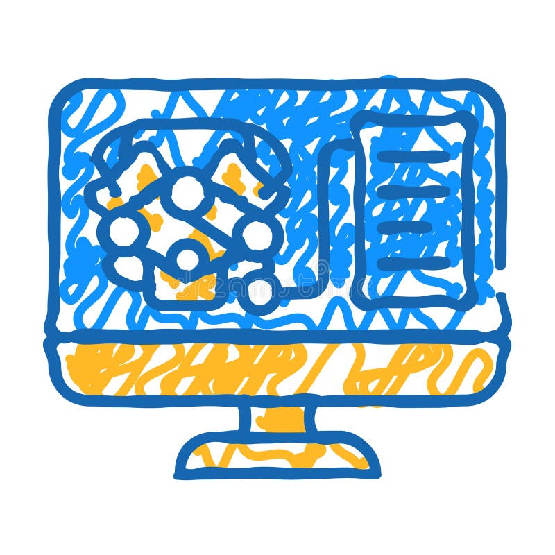 Engine Digital Analysis and Check Icon Doodle Illustration Stock Vector ...