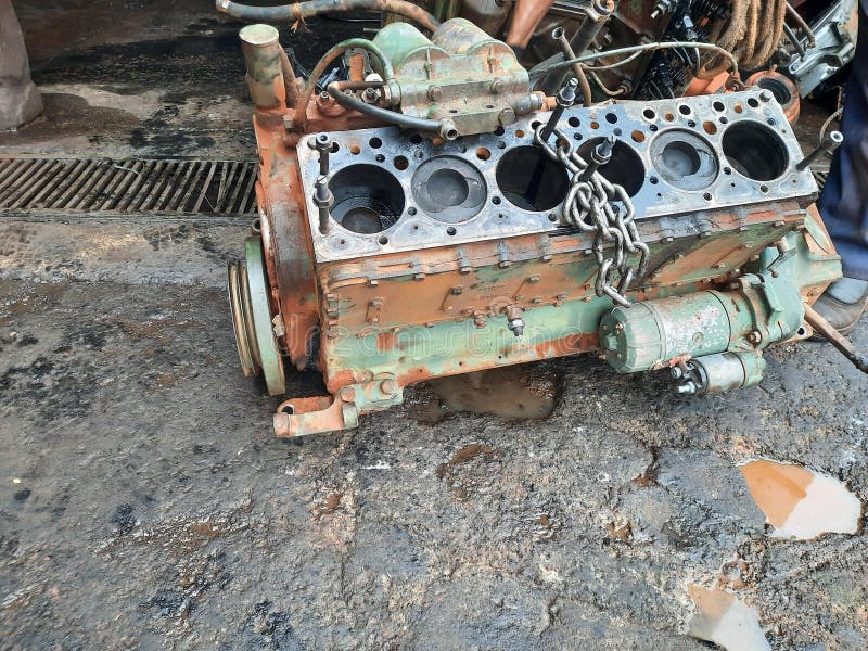 Engine Dismantled from Truck for Repair Stock Photo - Image of ...