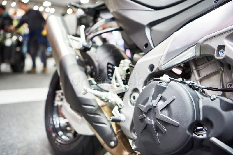 Engine and Exhaust Pipe of Modern Motorcycle Stock Photo - Image of ...