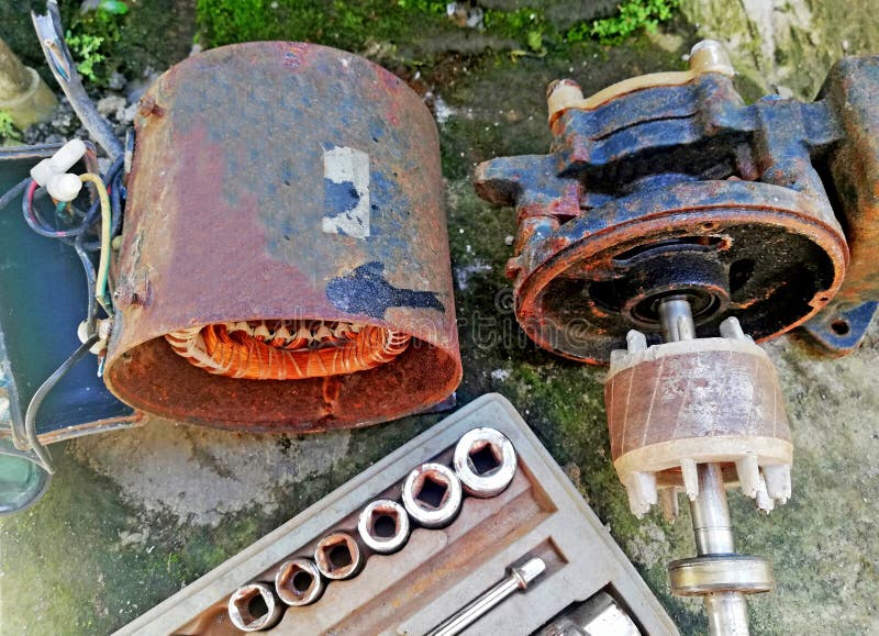 Engine Exle Repairing and Placed on the Floor Stock Photo - Image of ...