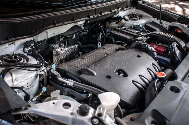 Engine Expensive Car Close-up Stock Image - Image of construction ...