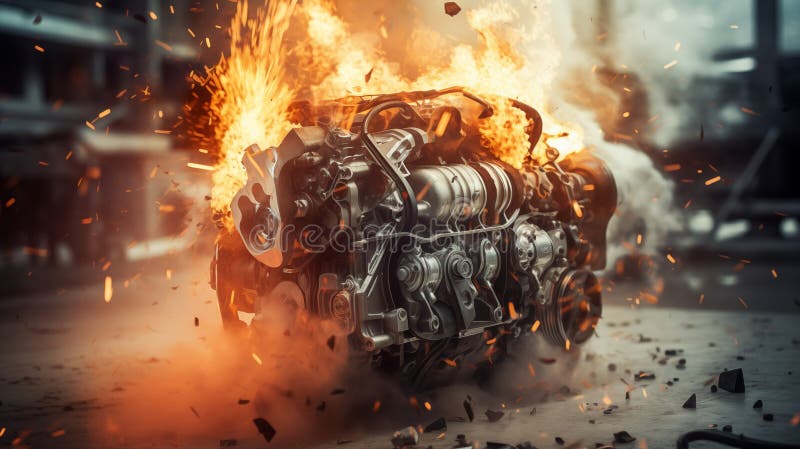 The Engine Caught Fire during Testing.AI Generated Stock Illustration ...