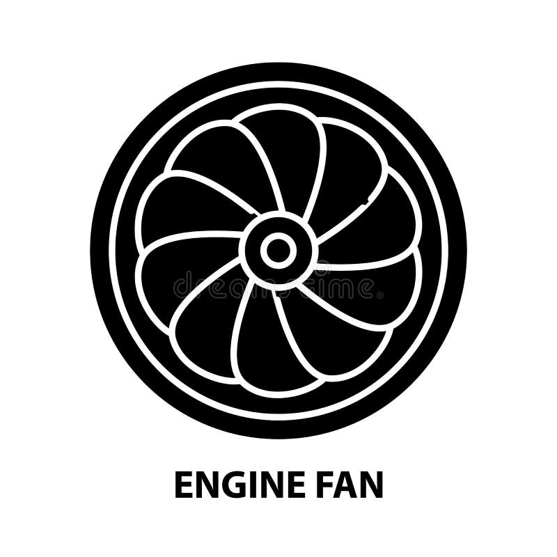Engine Fan Icon, Black Vector Sign with Editable Strokes, Concept ...