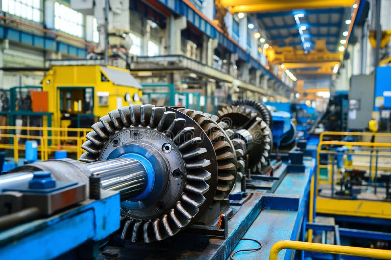 Engine Gear Wheels, Industrial Background, Blue Colors Stock Image ...