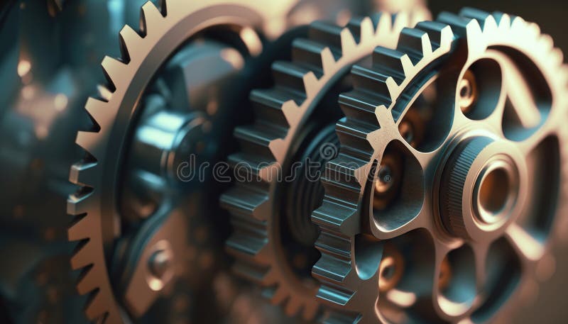 Engine Gears Wheels, Closeup View . Generative Ai Stock Illustration ...