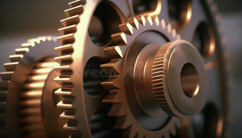 Engine Gears Wheels, Closeup View. Generative Ai Stock Illustration ...