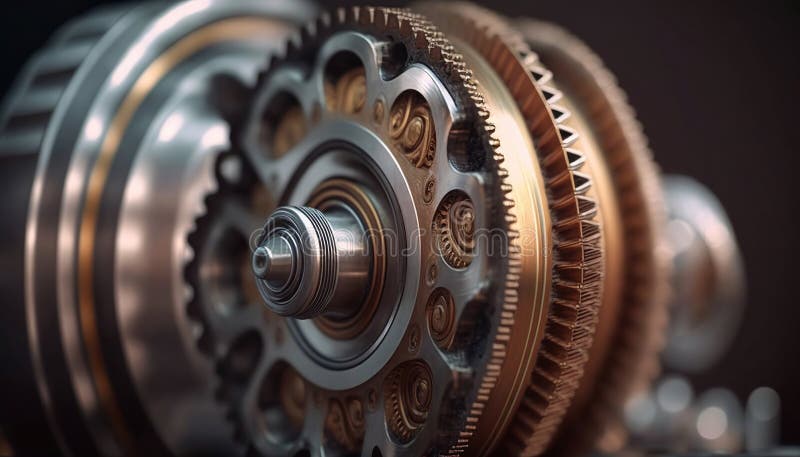Engine Gears Wheels, Closeup View. Generative AI Stock Illustration ...
