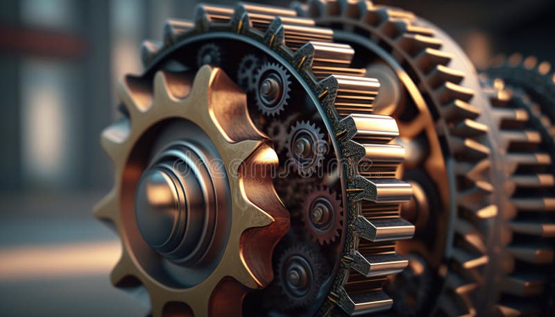 Engine Gears Wheels, Closeup View. Generative AI Stock Illustration ...