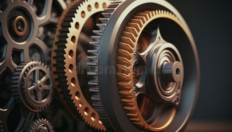 Engine Gears Wheels, Closeup View. Generative Ai Stock Illustration ...