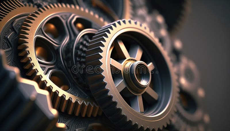 Engine Gears Wheels, Closeup View. Generative Ai Stock Illustration ...