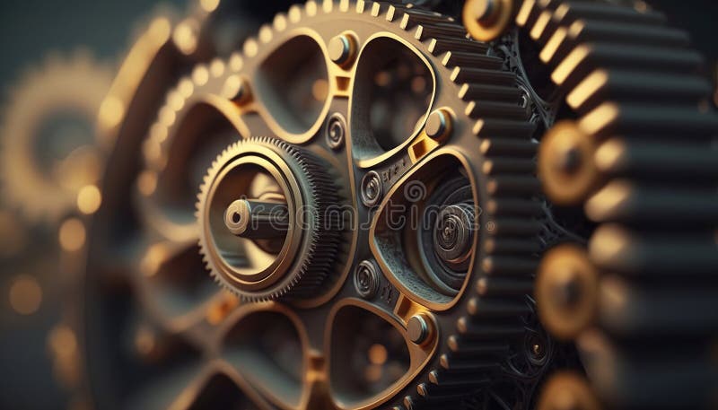 Engine Gears Wheels, Closeup View. Generative Ai Stock Illustration ...