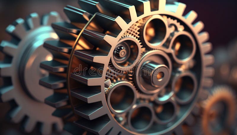 Engine Gears Wheels, Closeup View. Generative AI Stock Illustration ...