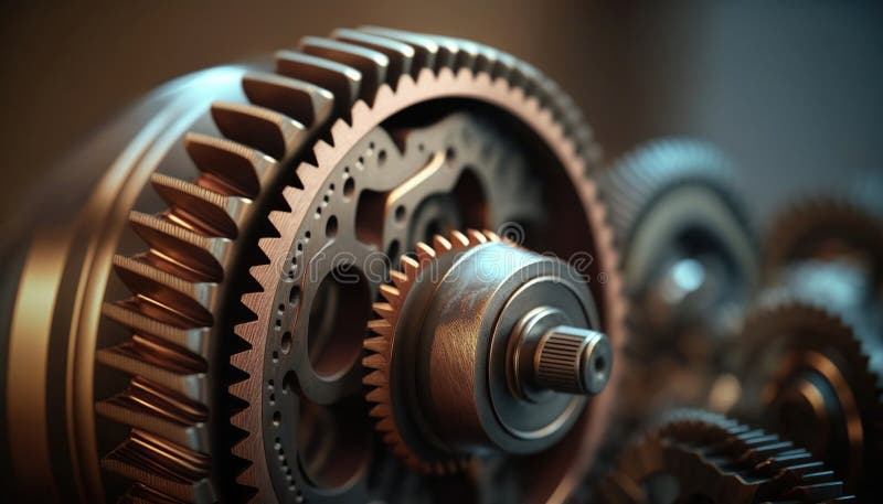 Engine Gears Wheels, Closeup View. Generative AI Stock Illustration ...