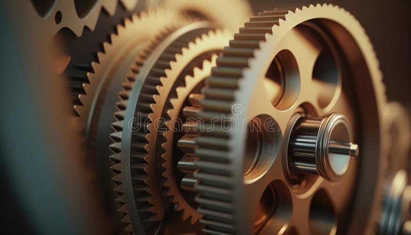 Engine Gears Wheels, Closeup View. Generative AI Stock Illustration ...