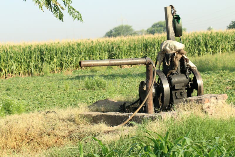 Engine Generated Tube Well in a Field Stock Photo - Image of sowing ...