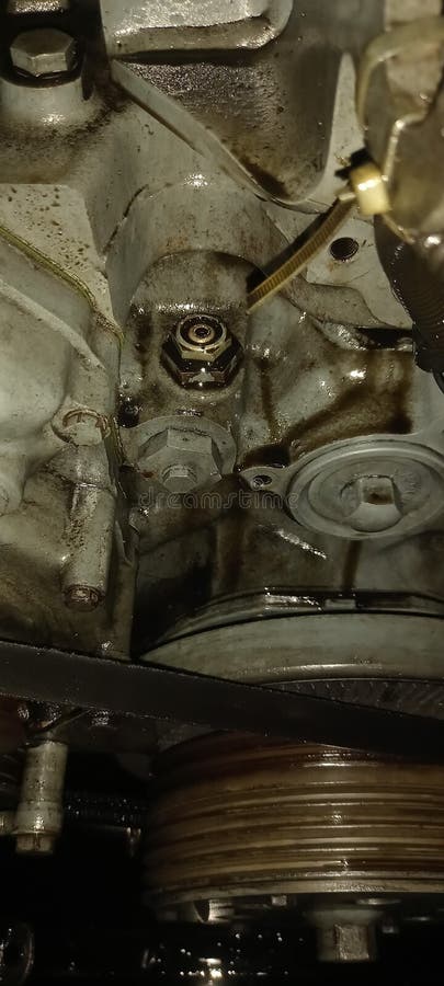 Engine Oil Leakage on Concrete Floor. Black Engine Oil on Concrete ...