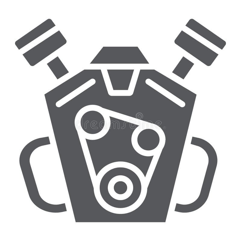 Car Engine Glyph Icon. Motor. Silhouette Symbol. Negative Space. Vector ...