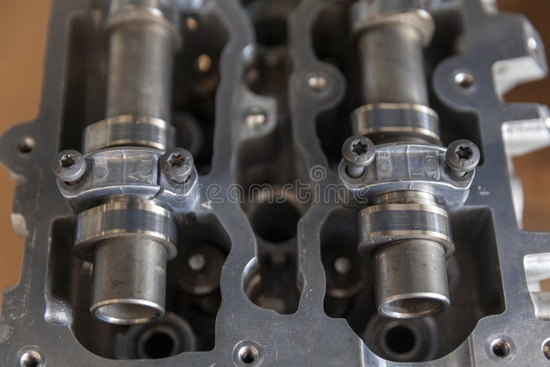 Engine head with valves stock photo. Image of engineering - 254414878