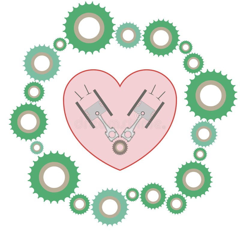 Heart Engine Working Concept Vector Design Stock Vector - Illustration ...