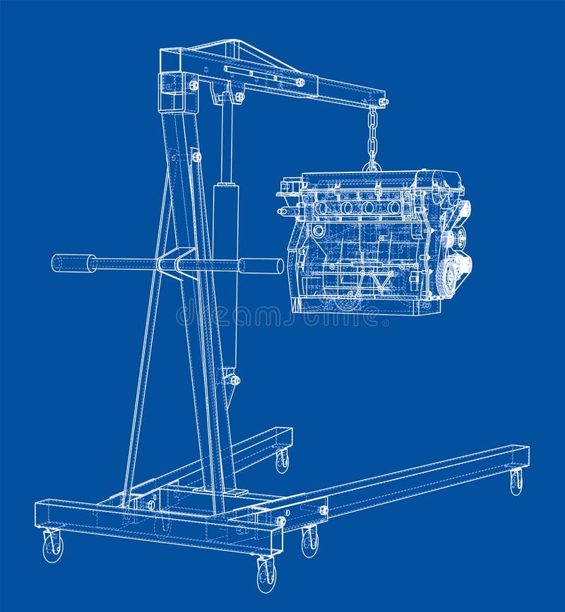 Engine Hoist with Engine Outline Stock Vector - Illustration of ...