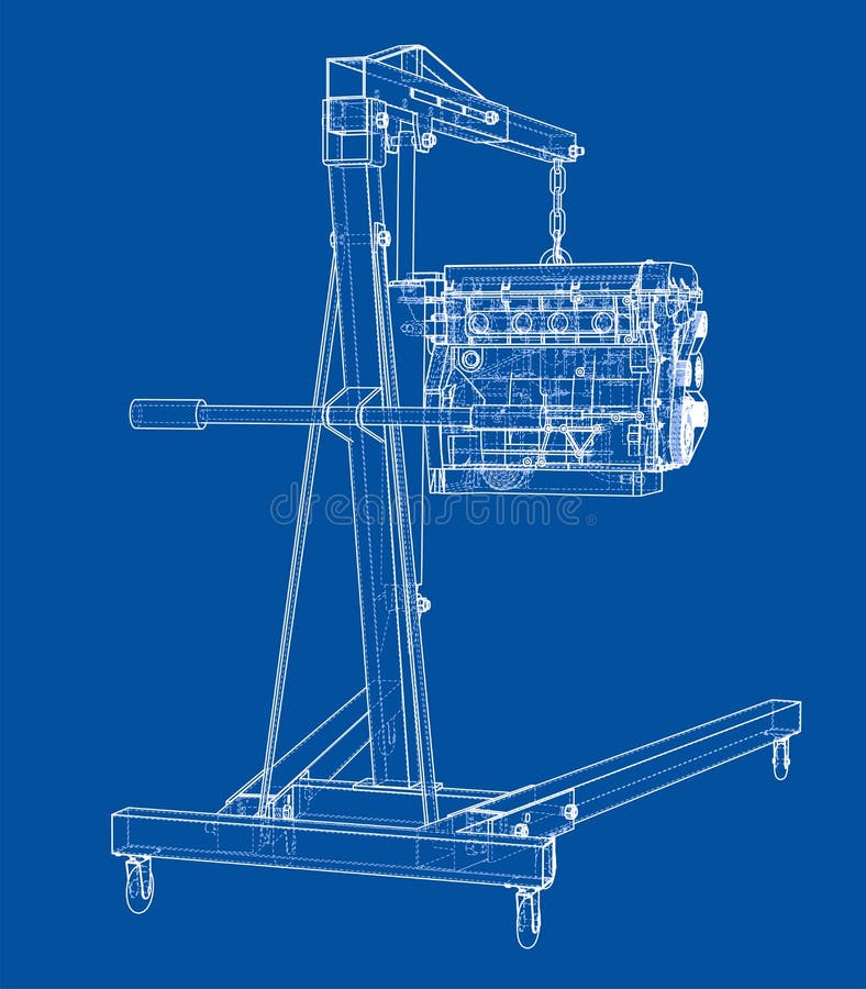 Engine Hoist with Engine Outline Stock Vector - Illustration of design ...