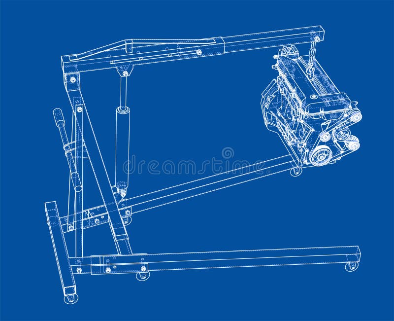 Engine Hoist with Engine Outline Stock Vector - Illustration of ...