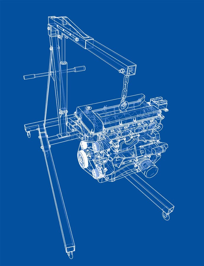 Engine Hoist with Engine Outline Stock Vector - Illustration of ...