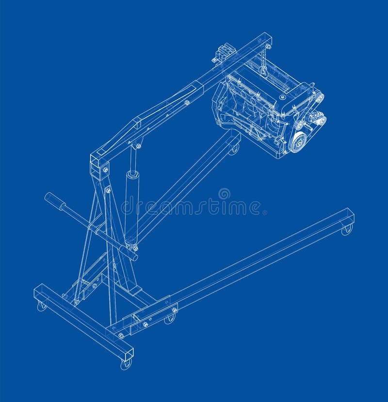 Engine Hoist with Engine Outline Stock Vector - Illustration of engine ...