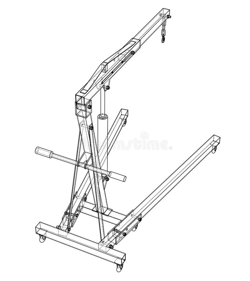Engine Hoist Outline. 3D Illustration Stock Illustration - Illustration ...