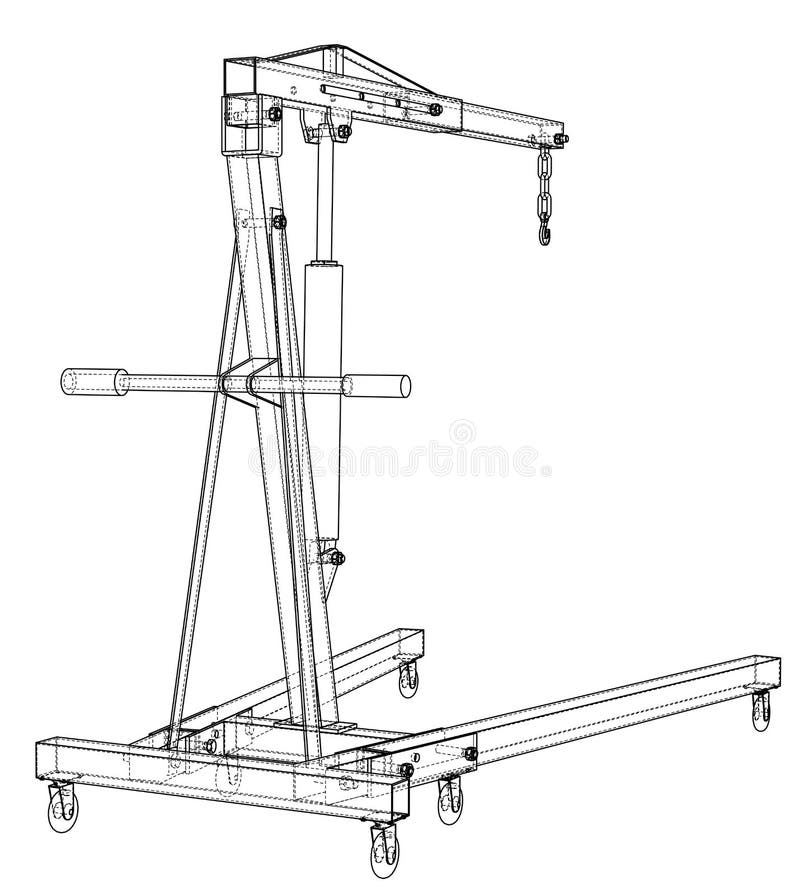 Engine Hoist Outline. 3D Illustration Stock Illustration - Illustration ...