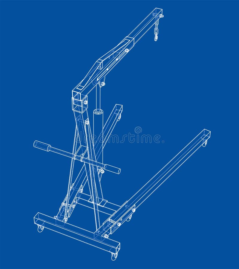 Engine Hoist with Engine Outline Stock Illustration - Illustration of ...